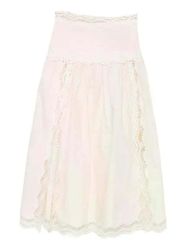 Sandro Lace-trim A-line Midi Skirt - Pink