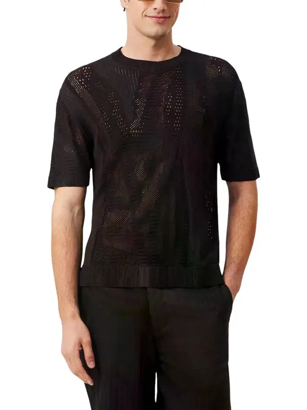 Lacoste Open-knit Short-sleeve Sweater - Brown