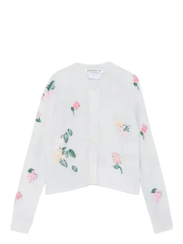 Bernadette Clemence Floral-intarsia Cardigan - Grey