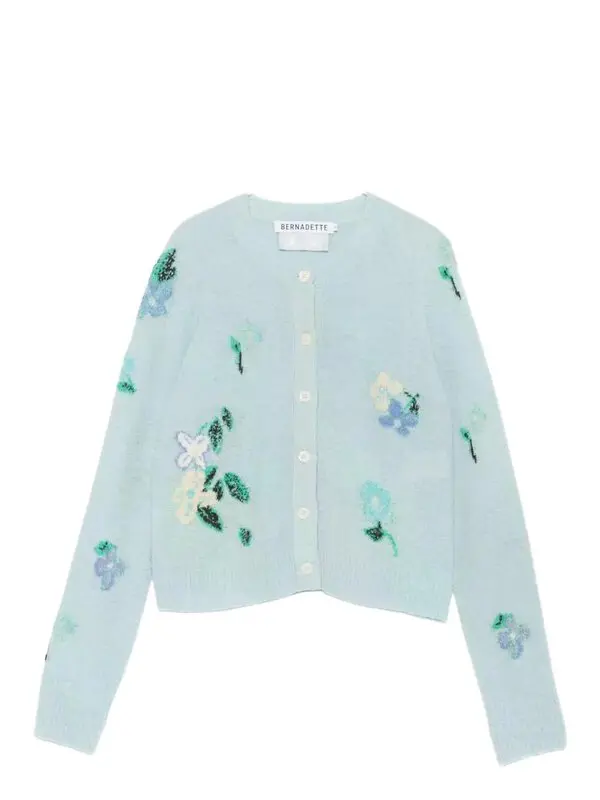 Bernadette Clemence Floral-intarsia Cardigan - Blue