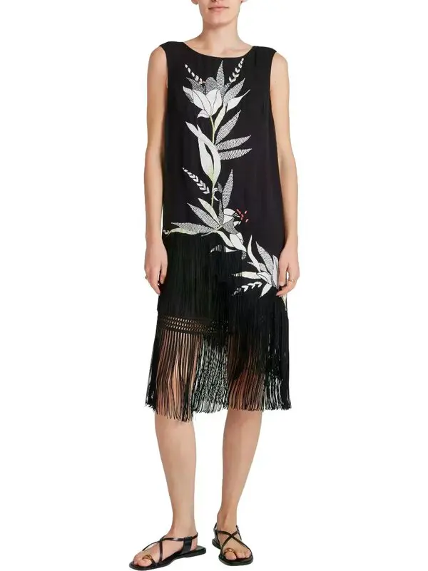 TEMPERLEY LONDON Madeline Floral-embroidered Fringed Mini Dress - Black