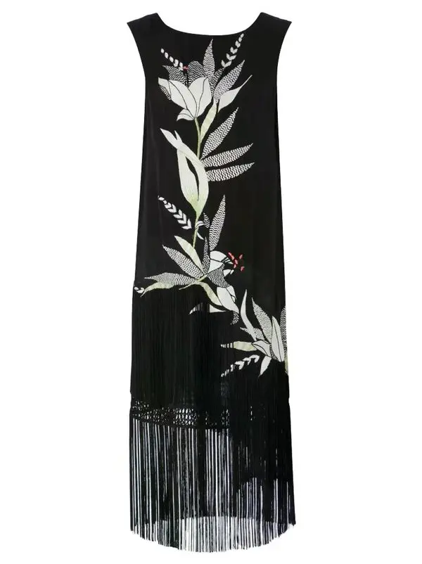TEMPERLEY LONDON Madeline Floral-embroidered Fringed Mini Dress - Black