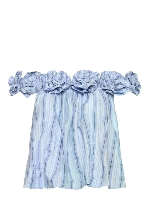 Cinq À Sept Kelsey Floral-appliqué Striped Blouse - Blue