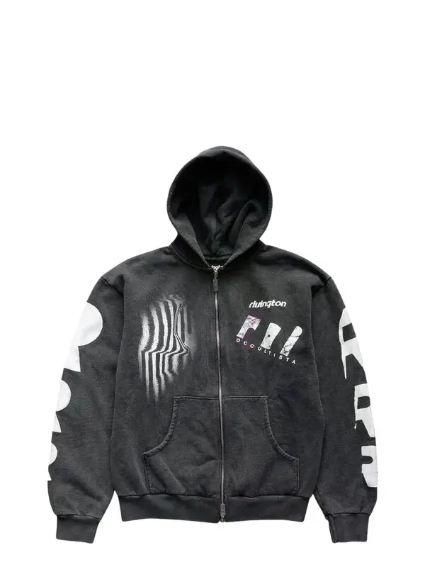 RRR123 Graphic-print Hoodie - Grey