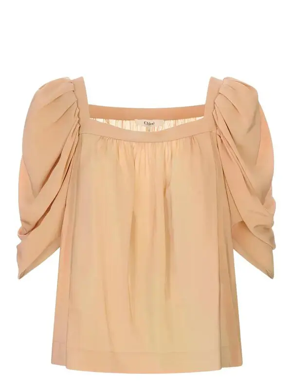 Chloé Gathered Puff-sleeve Blouse - Neutrals