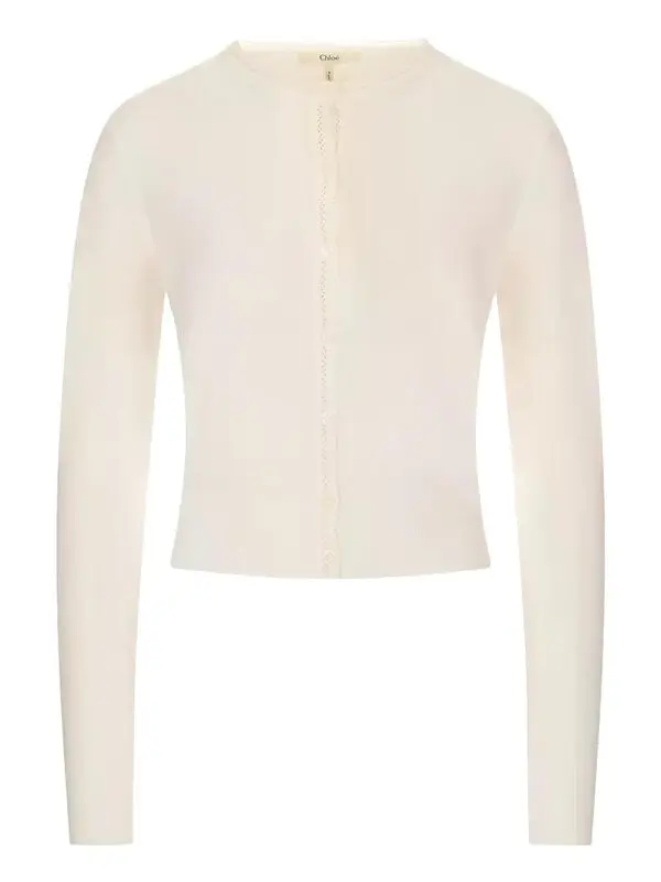 Chloé Pointelle Knit Cardigan - White