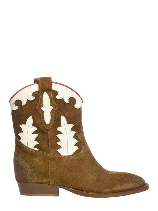 GISEL MOIRE Guinea Panelled Western Boots - Brown