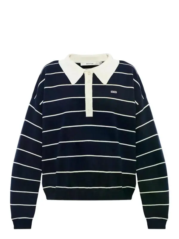 GESTUZ Striped Polo Shirt - Blue