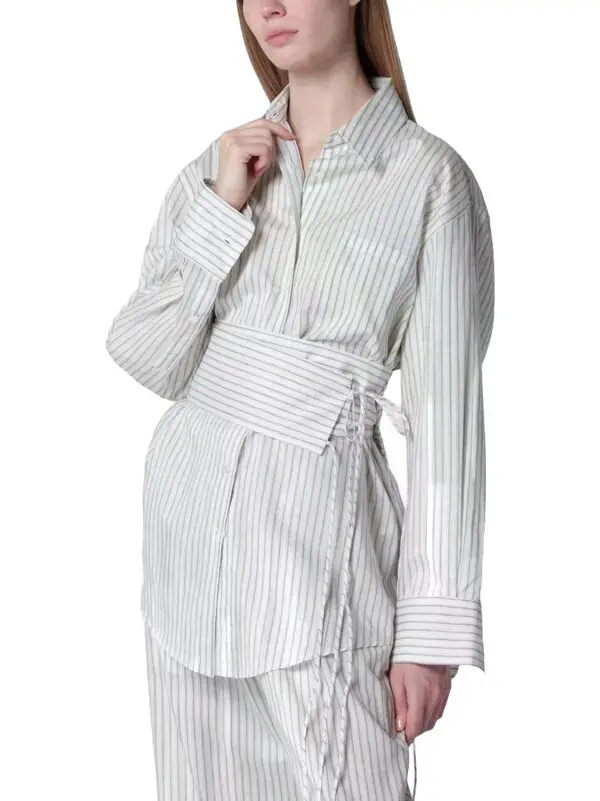 RÓHE Striped Belted Shirt - White
