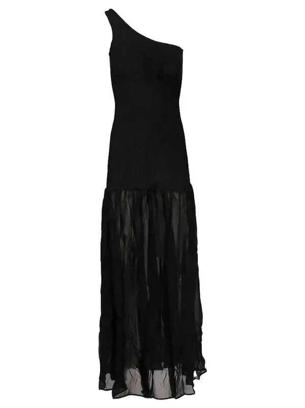 Hunza G Nancy Hybrid Crinkle-effect Maxi Dress - Black