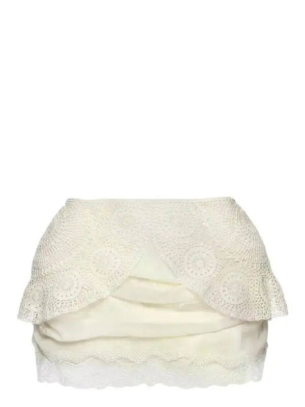 Magda Butrym Crochet Lace-trim Mini Skirt - White
