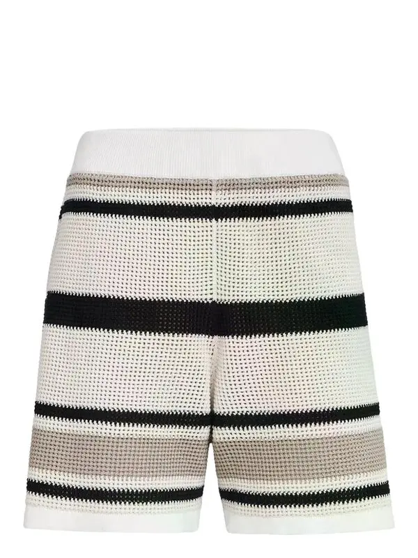 Brunello Cucinelli Striped Cotton Net Knit Shorts - Neutrals