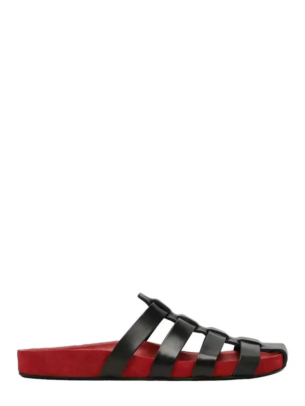 JUDE Caged Leather Slides - Black