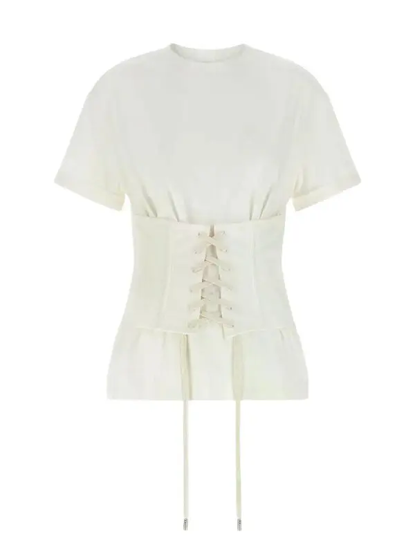 Alexander McQueen Lace-up Corset T-shirt - Neutrals
