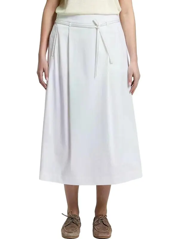 Peserico Midi Belted Pleated Skirt - White