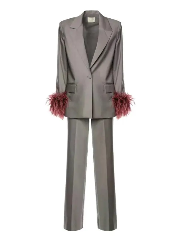 THE ARCHIVIA Ares Feather-trim Suit - Grey