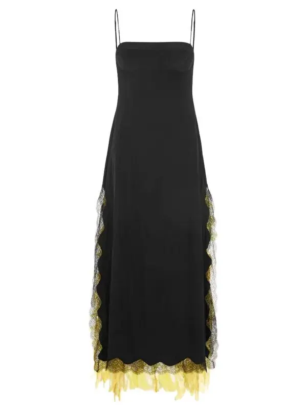 16Arlington Lace-trim Midi Dress - Black
