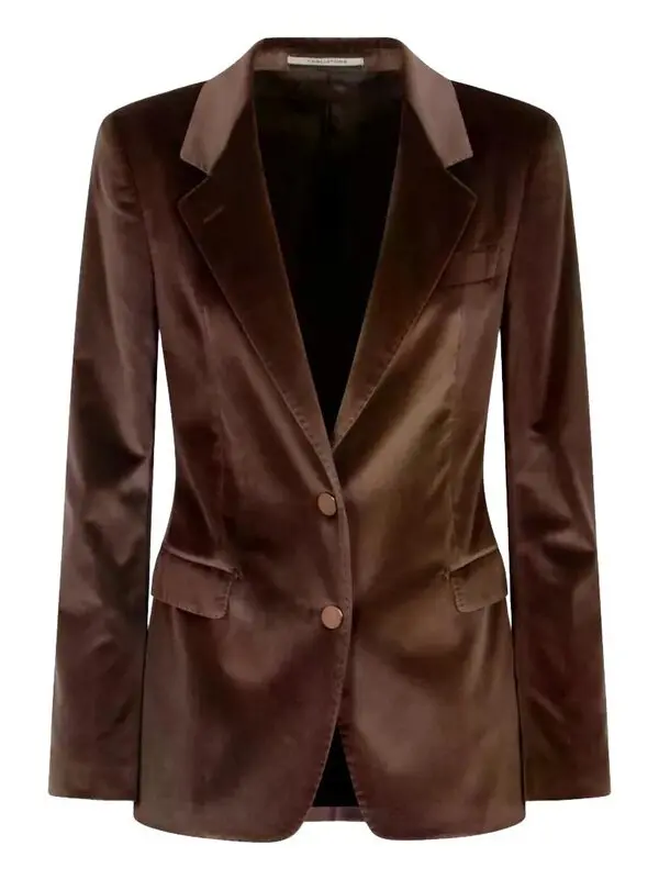 Tagliatore Velvet-effect Peak-lapels Blazer - Brown