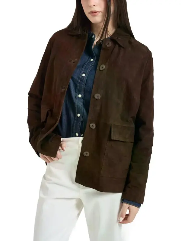 BOMBOOGIE Suede Jacket With Button Fastening - Brown
