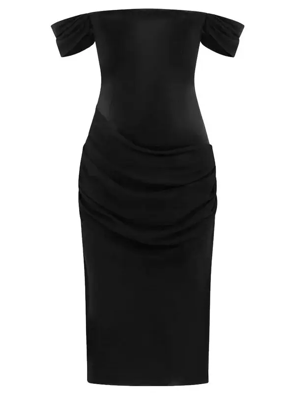 Alex Perry Off-shoulder Draped Midi Dress - Black