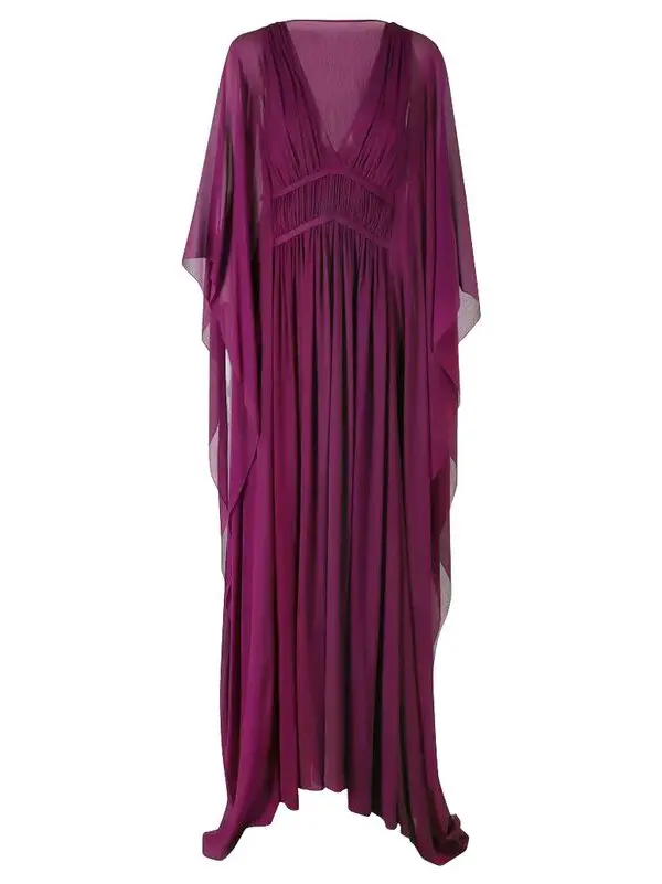 Alberta Ferretti Gathered-waist Draped Dress - Purple