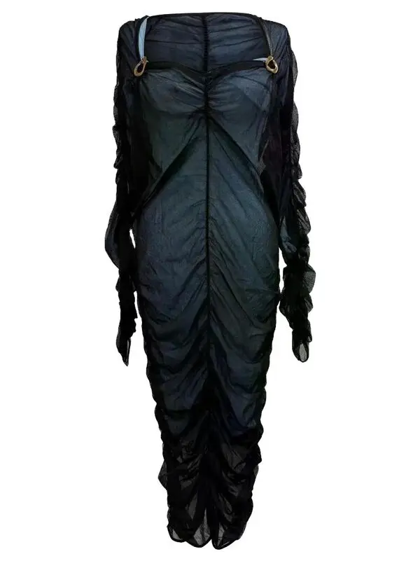 Bottega Veneta Square-neck Ruffle-embellished Dress - Black