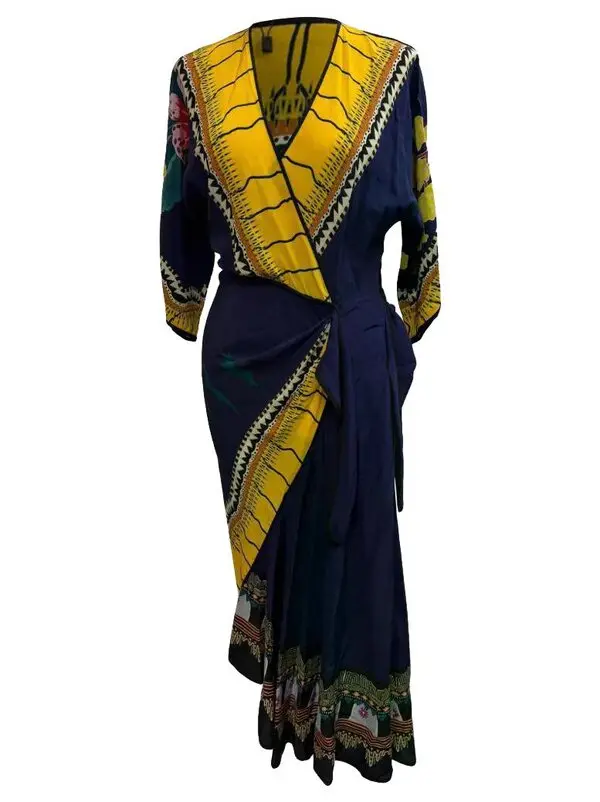 Etro Wrap-detail Printed Dress - Blue