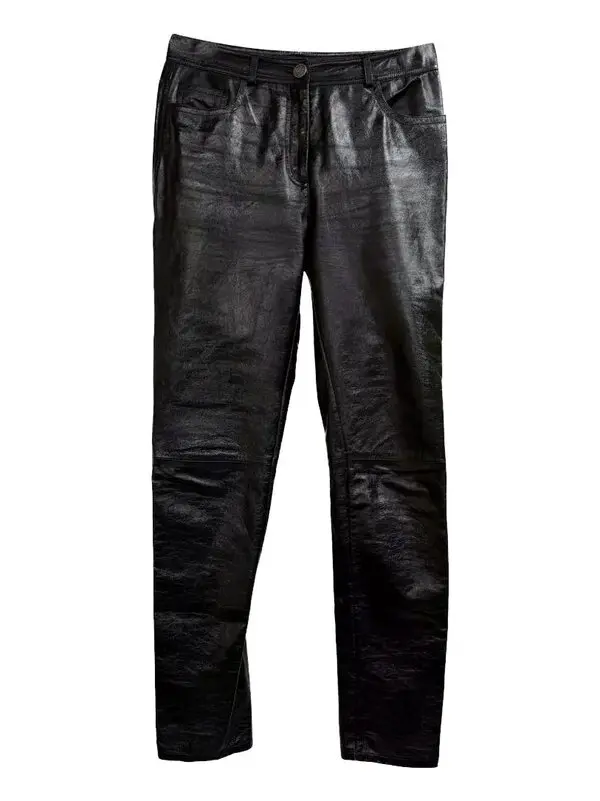 Etro Straight-leg Leather Trousers - Black