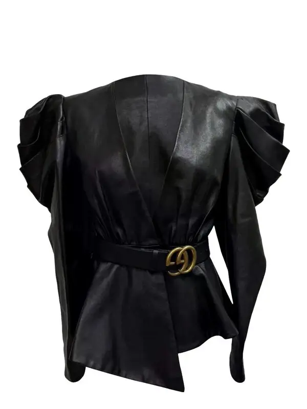 Gucci Belted Leg-of-mutton Sleeve Jacket - Black