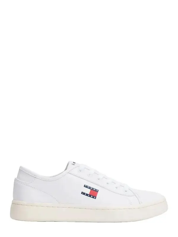 Tommy Hilfiger Logo-detail Leather Sneakers - White