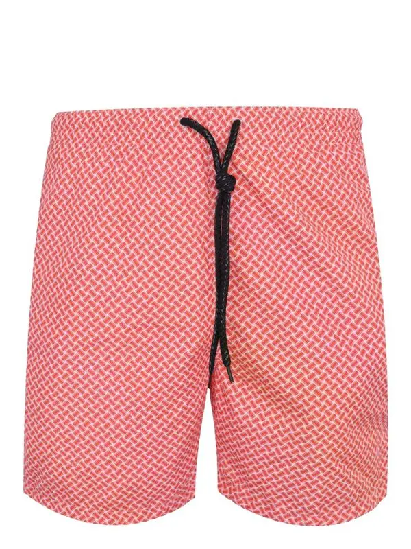 DRUMOHR Geometric-print Drawstring Shorts - Orange