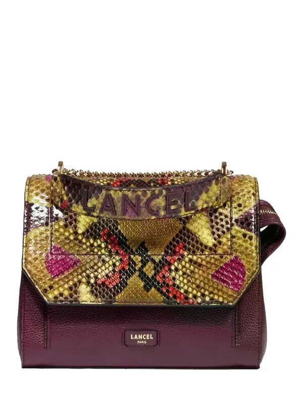LANCEL Ninon Python Flap Crossbody Bag - Purple