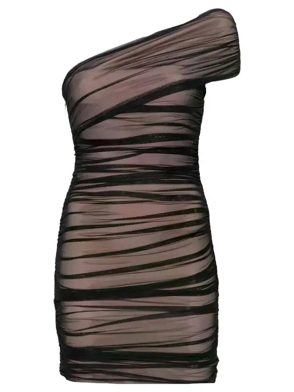 Herve Leger Oralie Ruched One-shoulder Mini Dress - Black