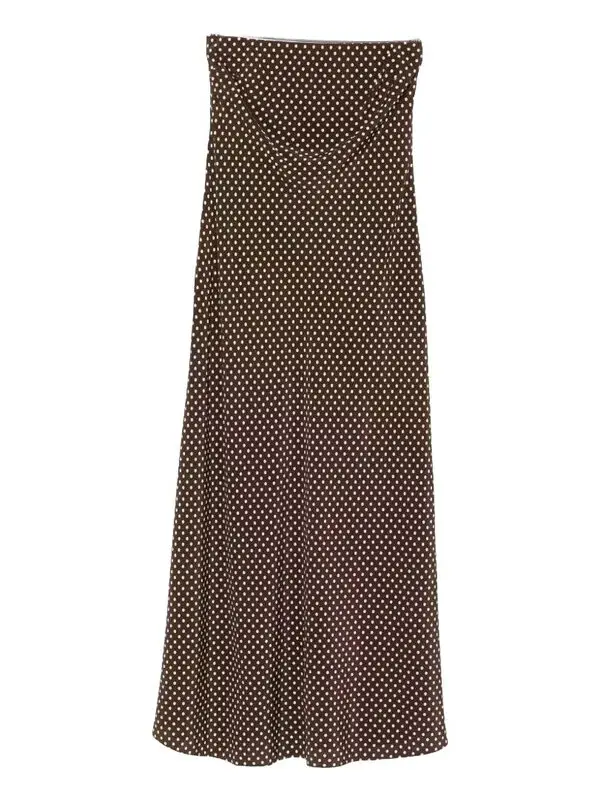 Matteau Bias Polka-dot Strapless Maxi Dress - Brown