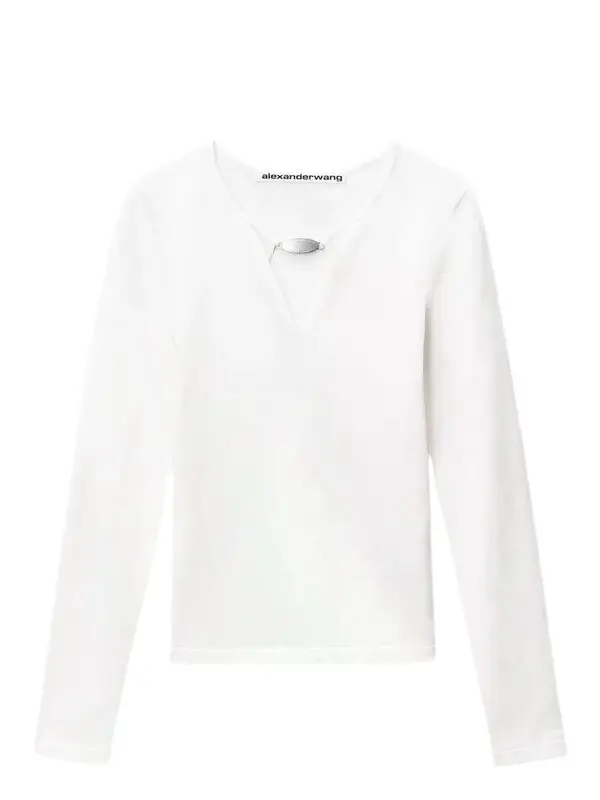 Alexander Wang Logo-plaque V-neck Top - White