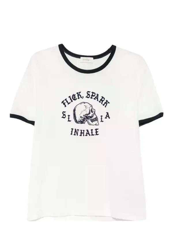 SECOND / LAYER Flick Spark Inhale Ringer T-shirt - White