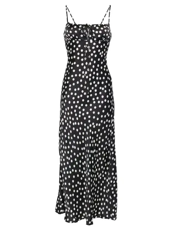 LESLIE AMON Polka-dot Slip Dress - Black