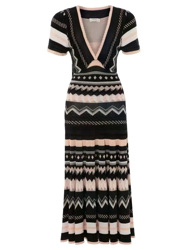 TEMPERLEY LONDON Meryl V-neck Midi Dress - Black