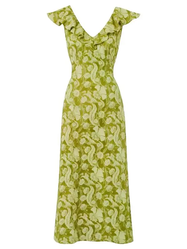 TEMPERLEY LONDON Celine Ruffled Floral-print Dress - Green
