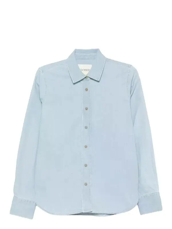Closed Long-sleeve Button-down Shirt - Blue