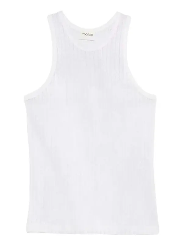 Closed Pointelle-knit Tank Top - White