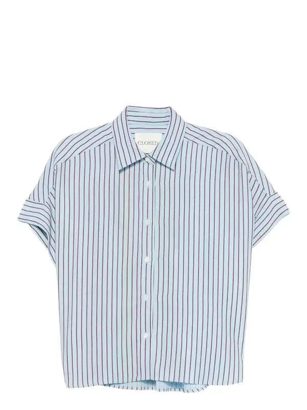 Closed Striped Short-sleeve Shirt - Blue