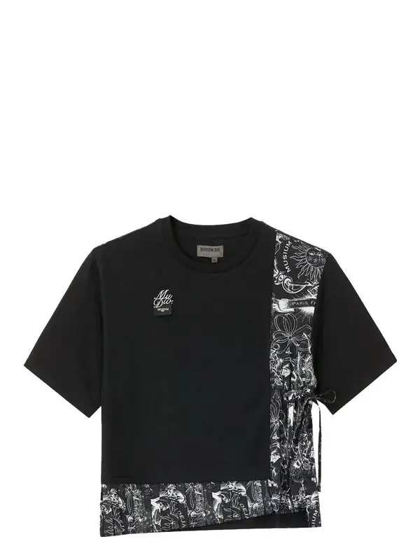 MUSIUM DIV. Graphic-print Pleated T-shirt - Black