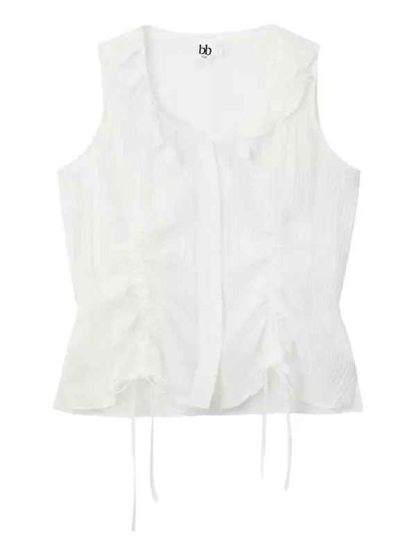 B+AB Ruffled Drawstring-waist Top - White