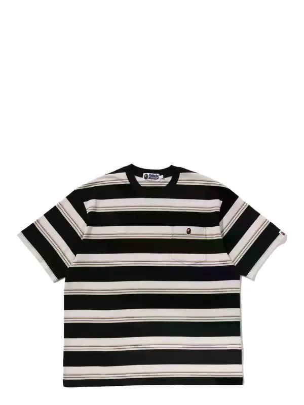 A BATHING APE Striped Pocket T-shirt - Black