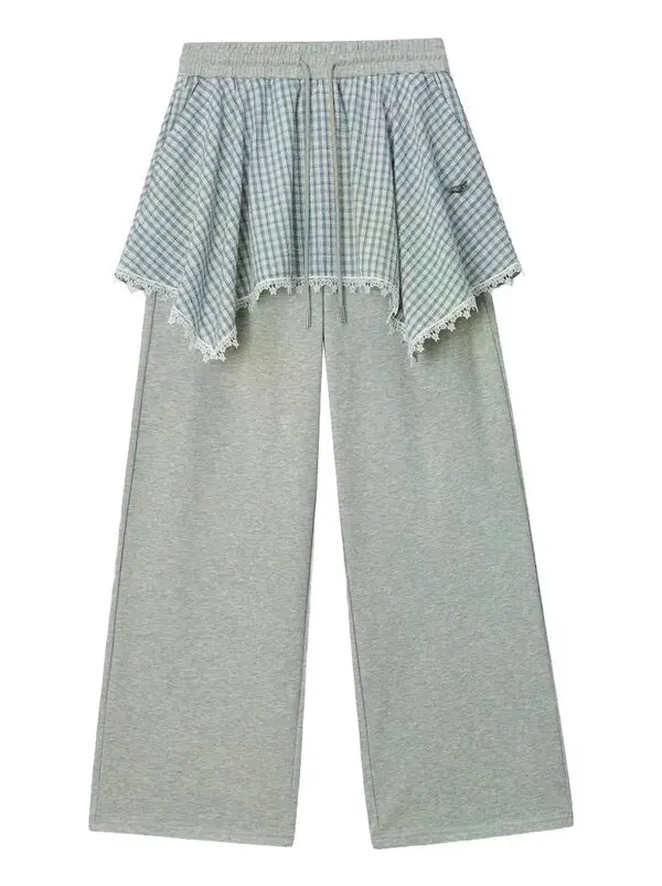 MINI CREAM Check-print Layered Track Pants - Grey