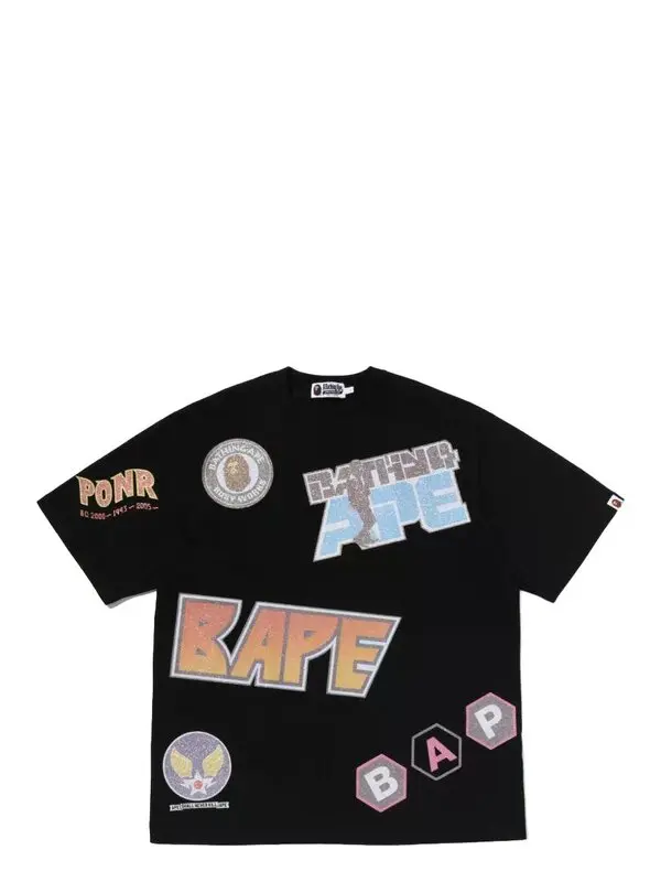 A BATHING APE Glitter-effect Logo-patch T-shirt - Black