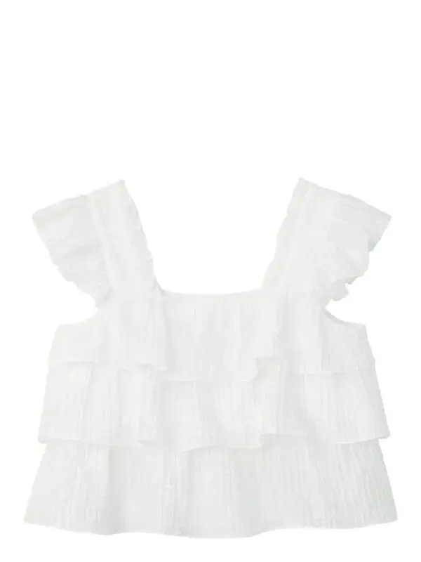 B+AB Tiered Ruffled Top - White