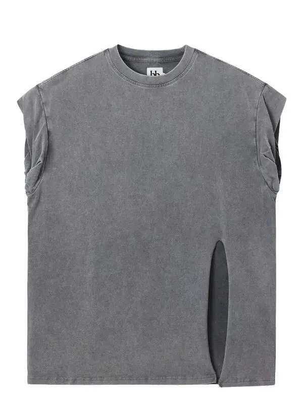 B+AB Sleeveless Side-slit T-shirt - Grey