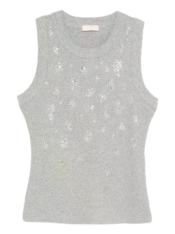 Liu Jo Rhinestone-embellished Ribbed T-shirt - Grey
